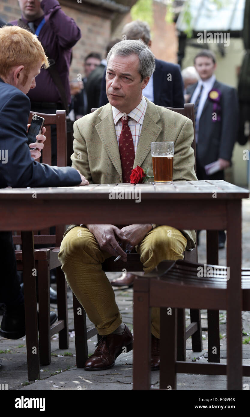Leader of the UKIP Party, Nigel Farage MEP in the Black Bull pub, Yarm ...