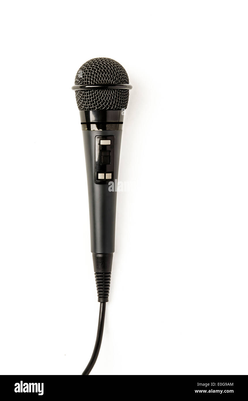 Performance recording Microphone isolated on white Stock Photo - Alamy