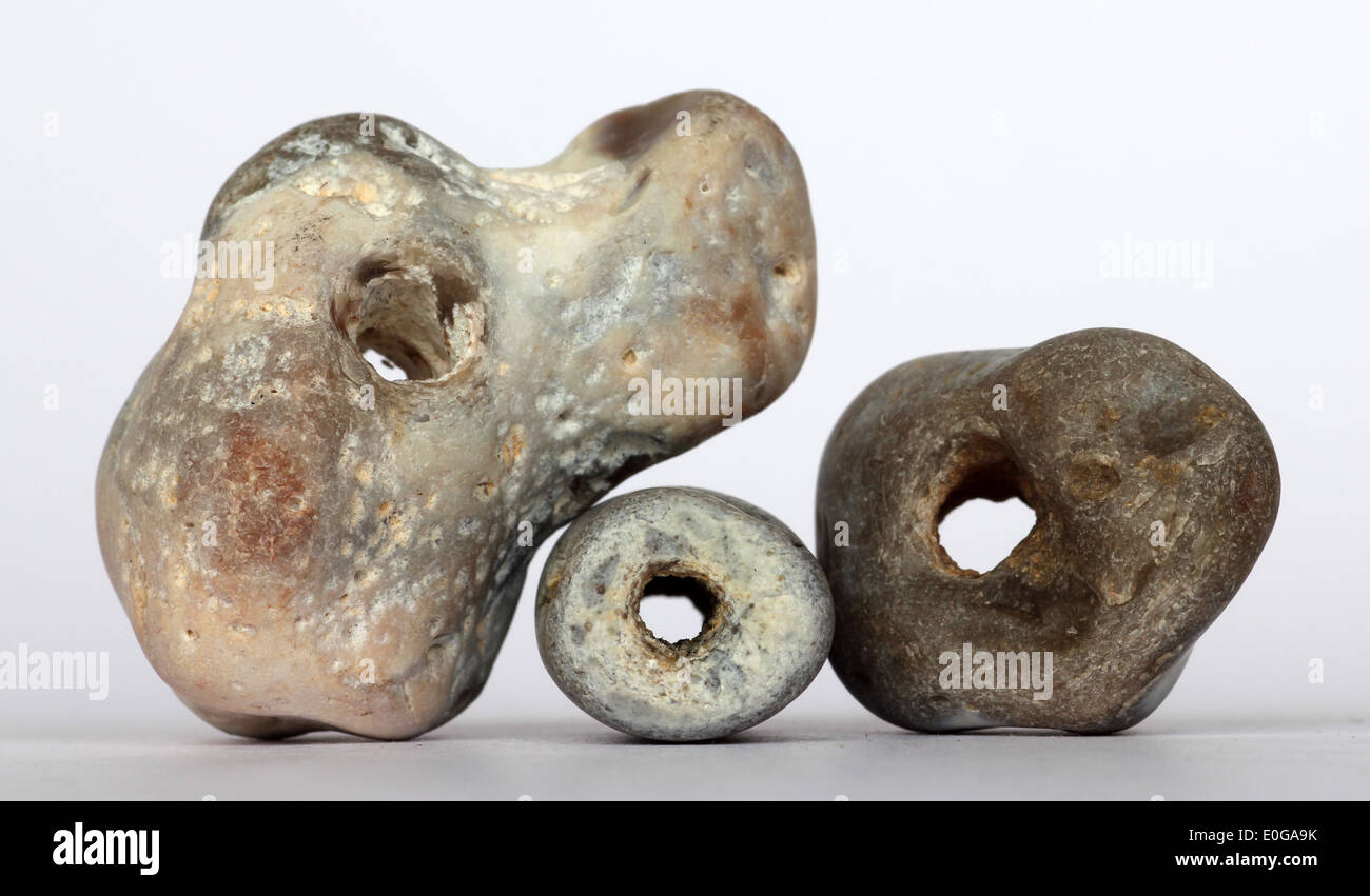 eroded flint pebbles known in Suffolk as hag stones or adder stones ...