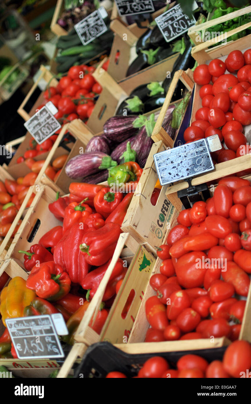 Detail of a stall vegetable market Stock Photo - Alamy
