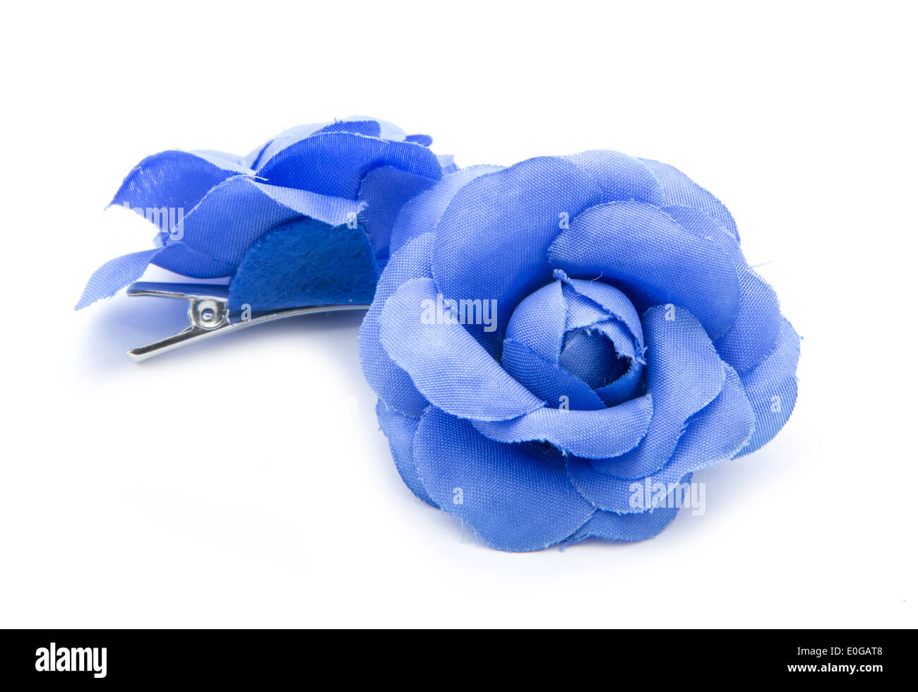 blue fabric flowers isolated on white background Stock Photo - Alamy