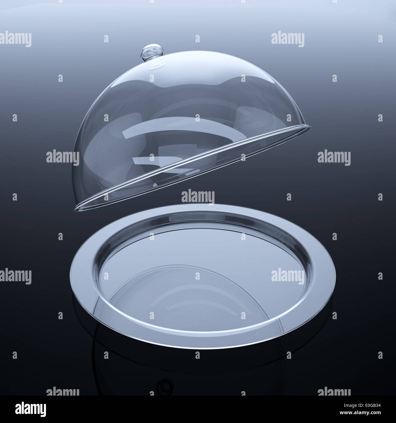 3d render of opened glass cloche, on dark background Stock Photo - Alamy