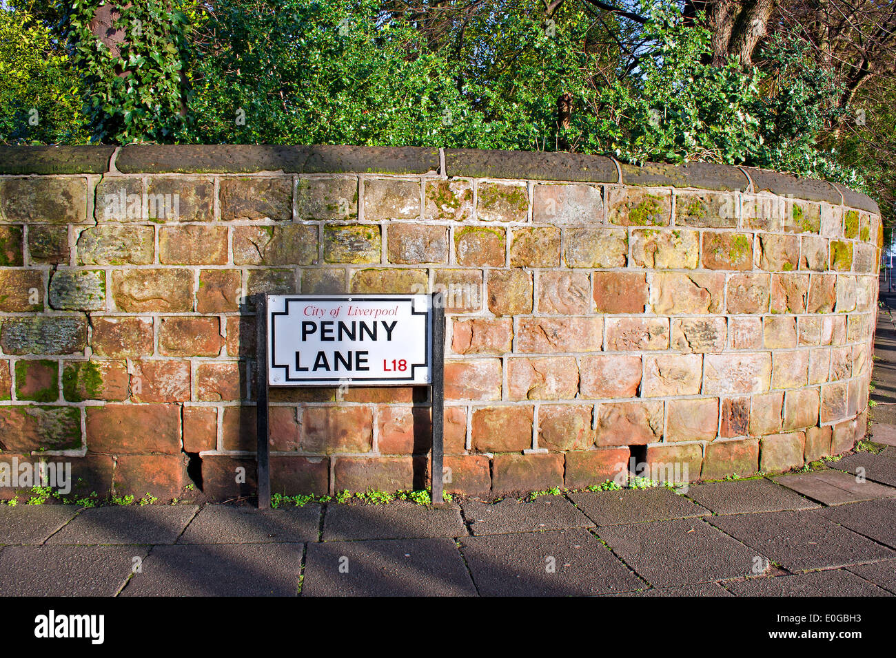 Penny Lane street sign, Liverpool, UK Stock Photo - Alamy