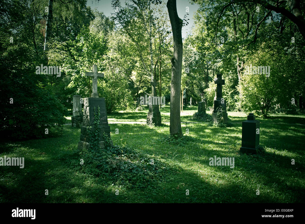 Gravestones, Old South Cemetery, Munich, Bavaria, Germany Stock Photo ...