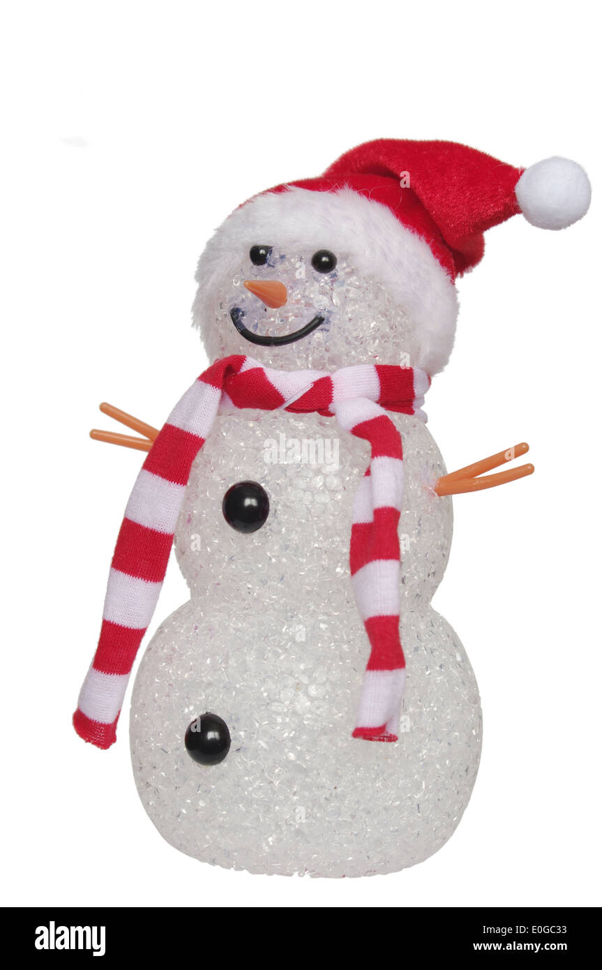 snowman with cap and scarf on white background Stock Photo - Alamy
