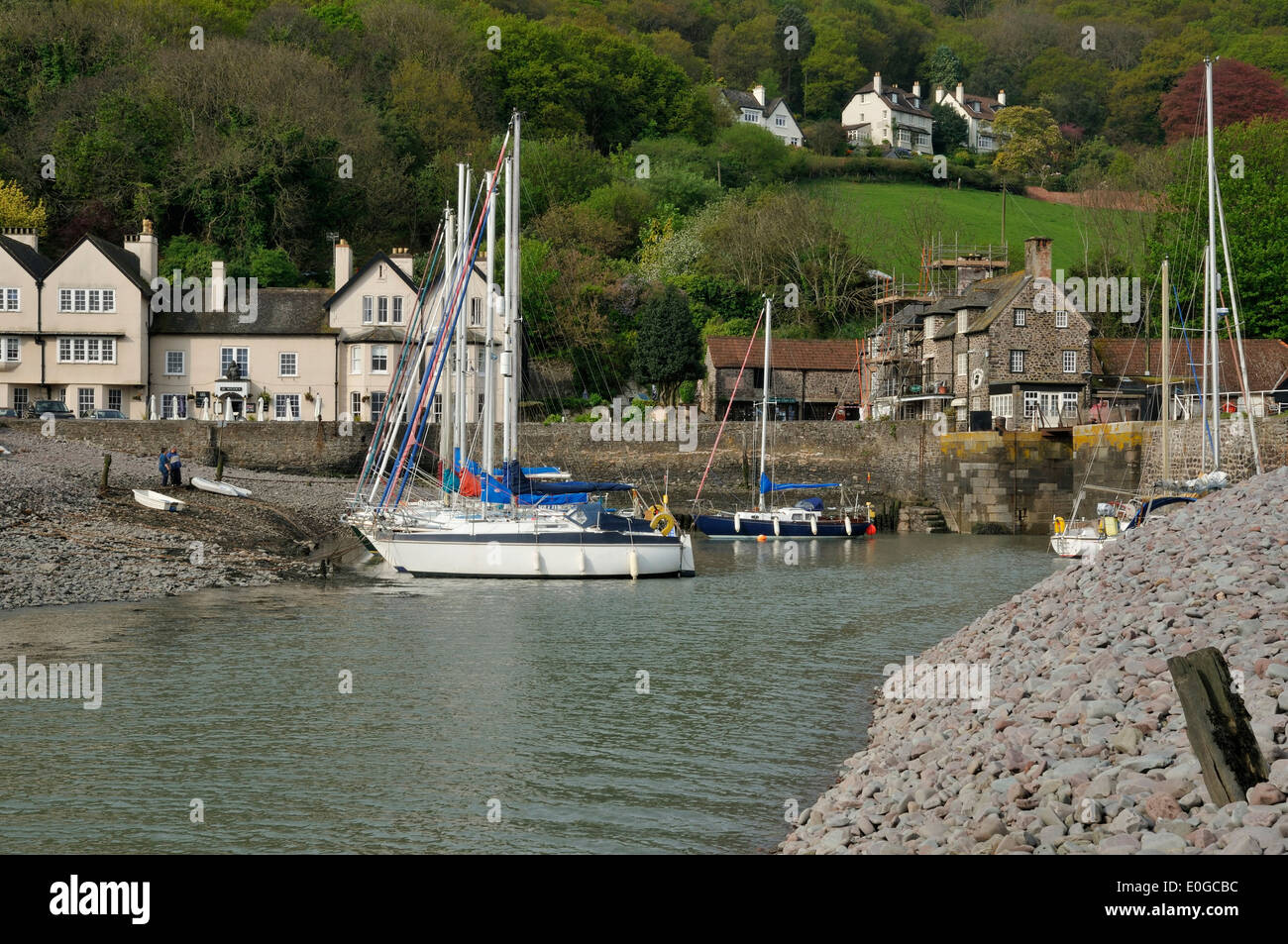 Yachts in Porlock Weir Harbour Stock Photo - Alamy