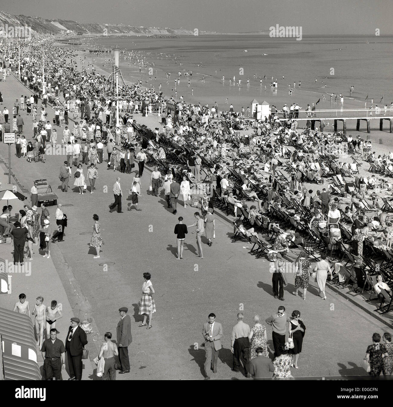 1950s and an historical picture showing crowds of people at the ...