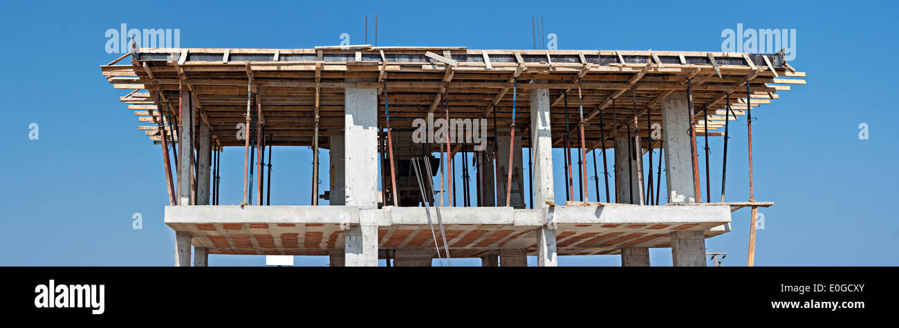 Concrete shuttering form work on building under construction Stock ...