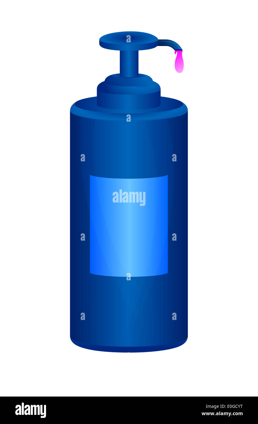 Blue liquid soap bottle with white label Stock Photo - Alamy
