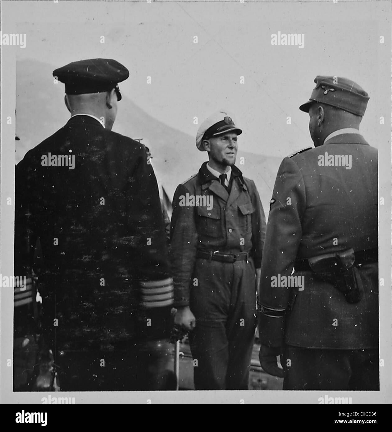 This photo shows U-boat commanders receiving congratulations from ...