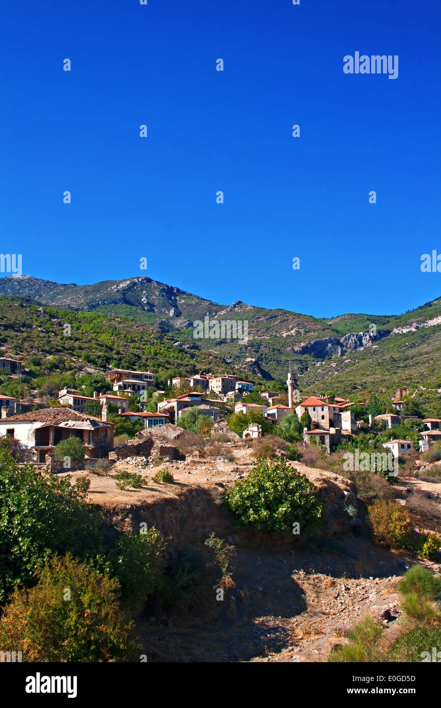 Old abandoned Greek,Turkish village of Doganbey, Turkey, Aydin Stock ...
