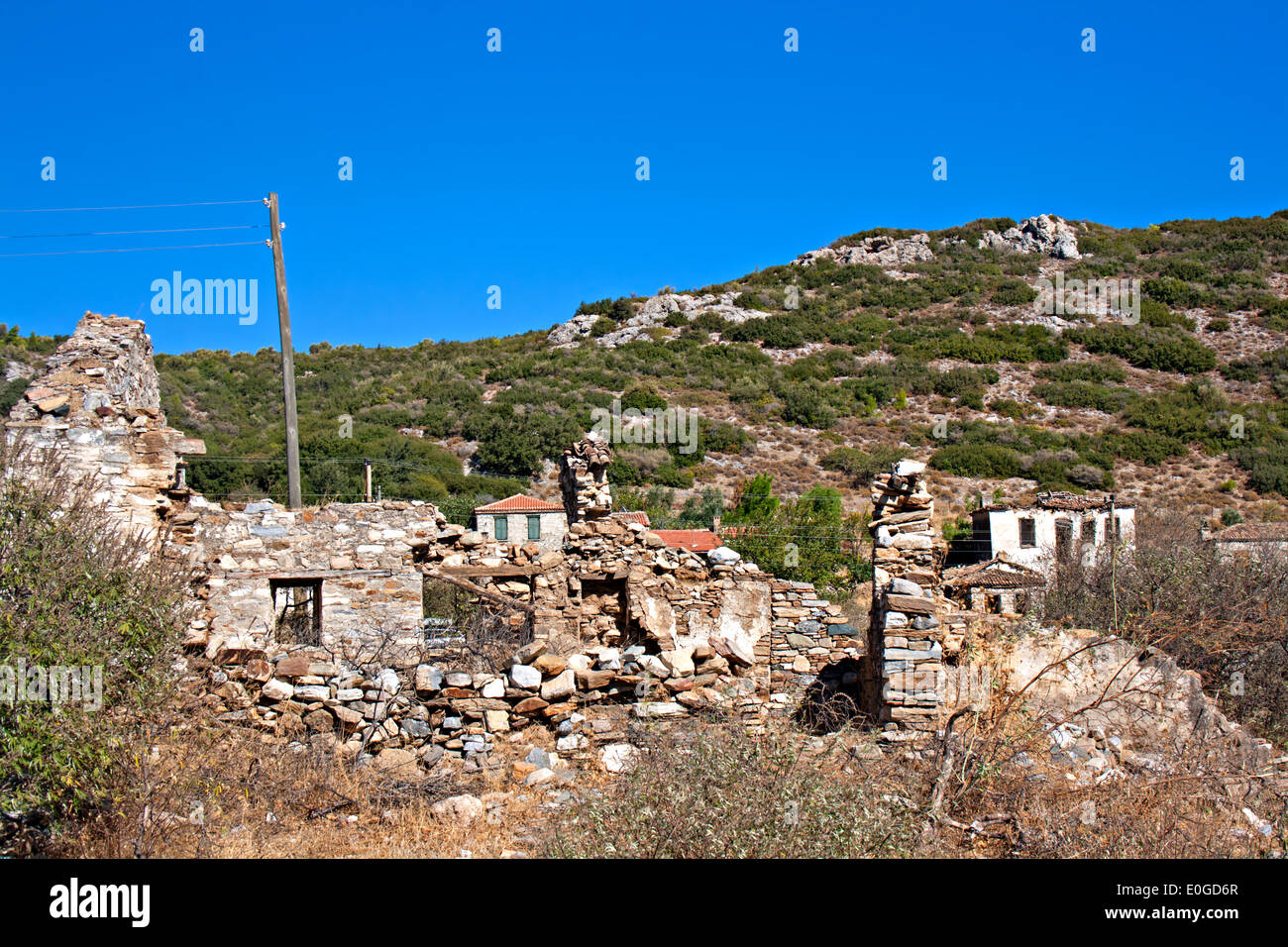 Old abandoned Greek,Turkish village of Doganbey, Turkey, Aydin Stock ...
