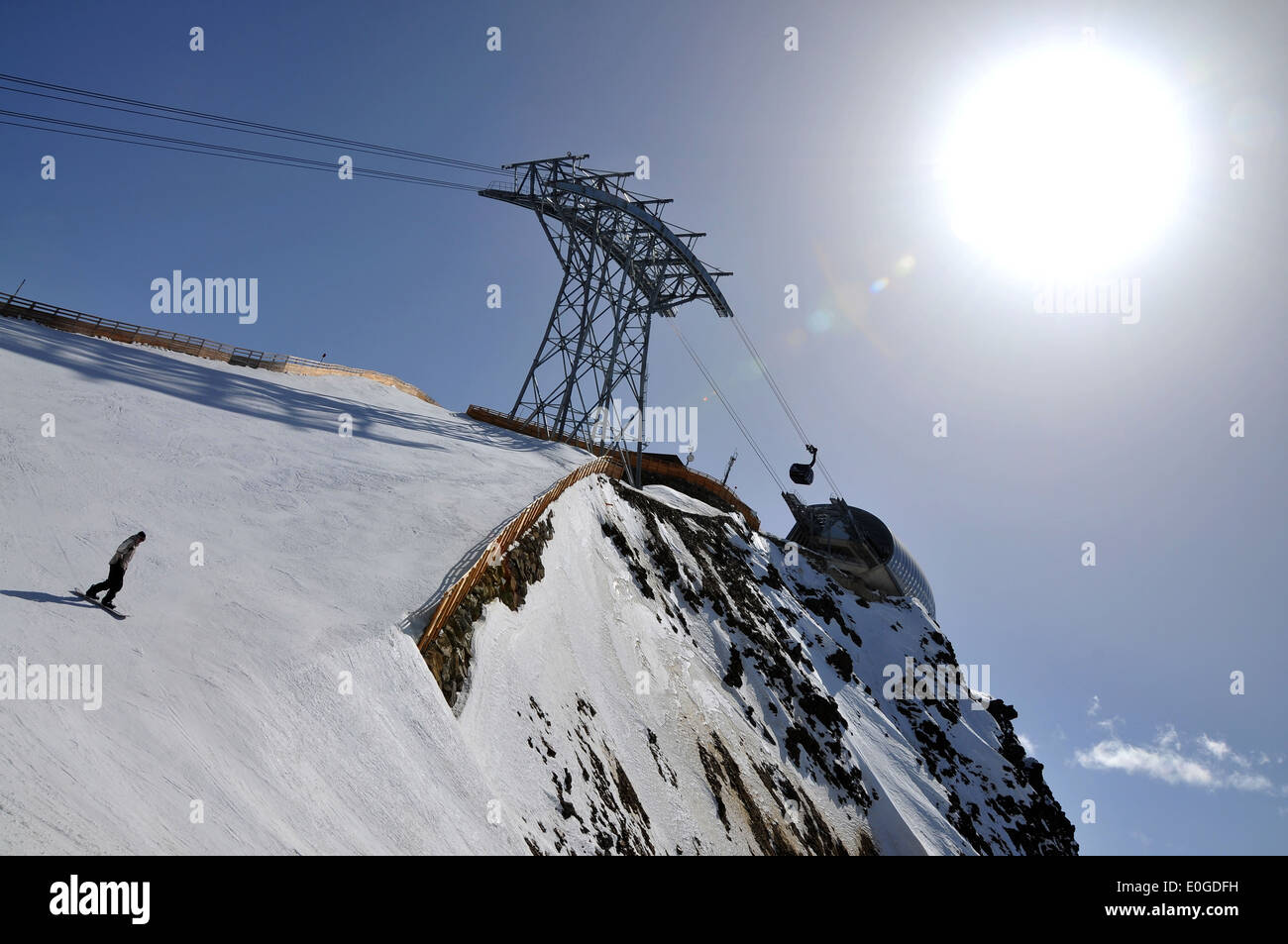 Gaislachkogel cable car with ski slope, Soelden, Oetztal, Winter in ...