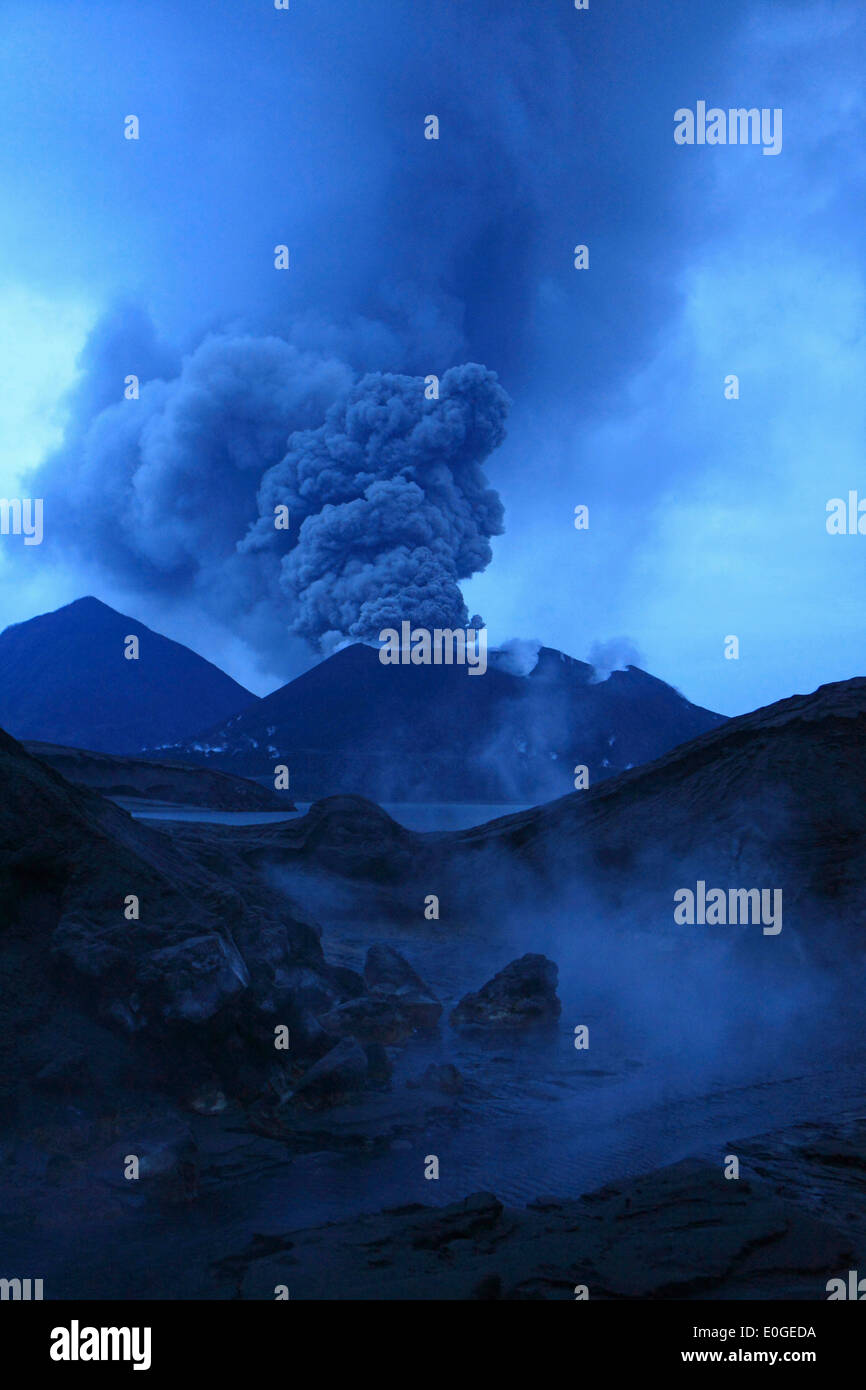 The Hot Springs opposite the Volcano are colored by volcanic minerals ...