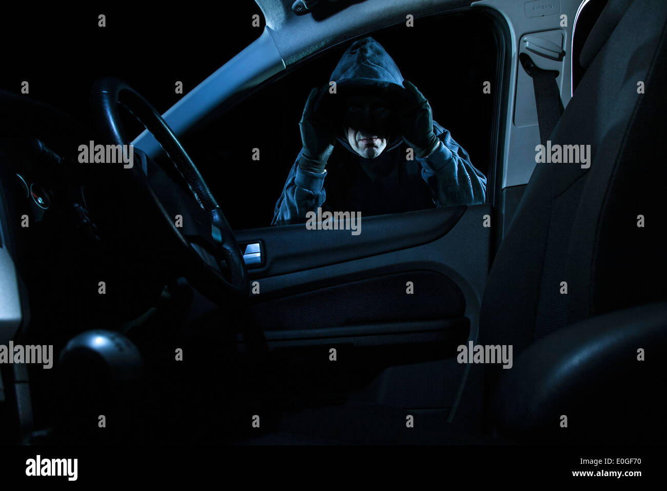 Man Driving Car At Night