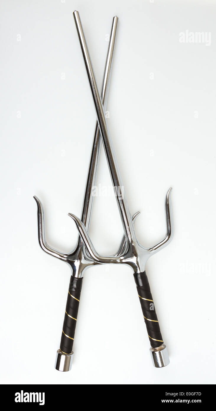 Sai weapon isolated on a white background Stock Photo - Alamy