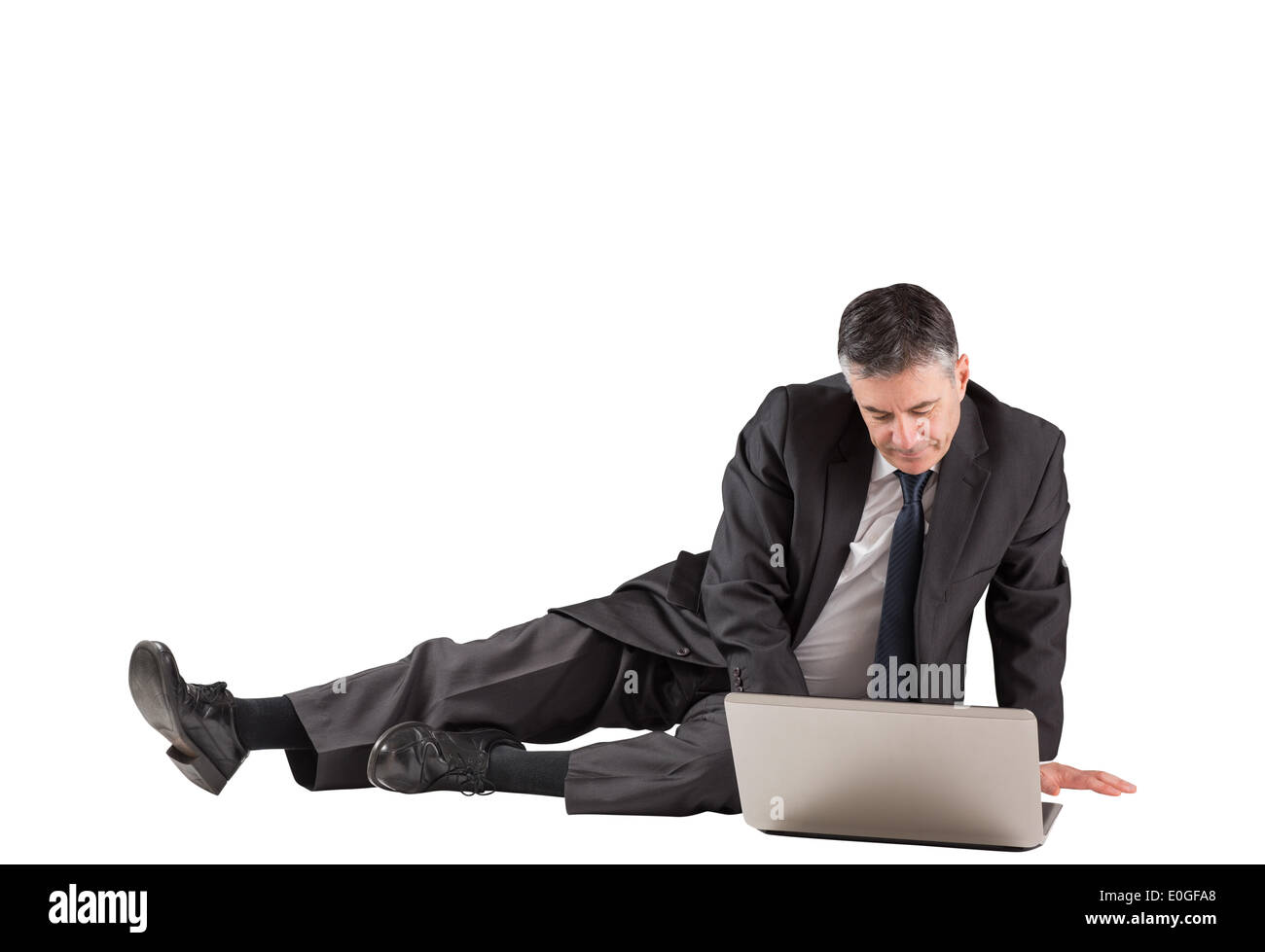 Mature adult laptop floor Cut Out Stock Images & Pictures - Alamy