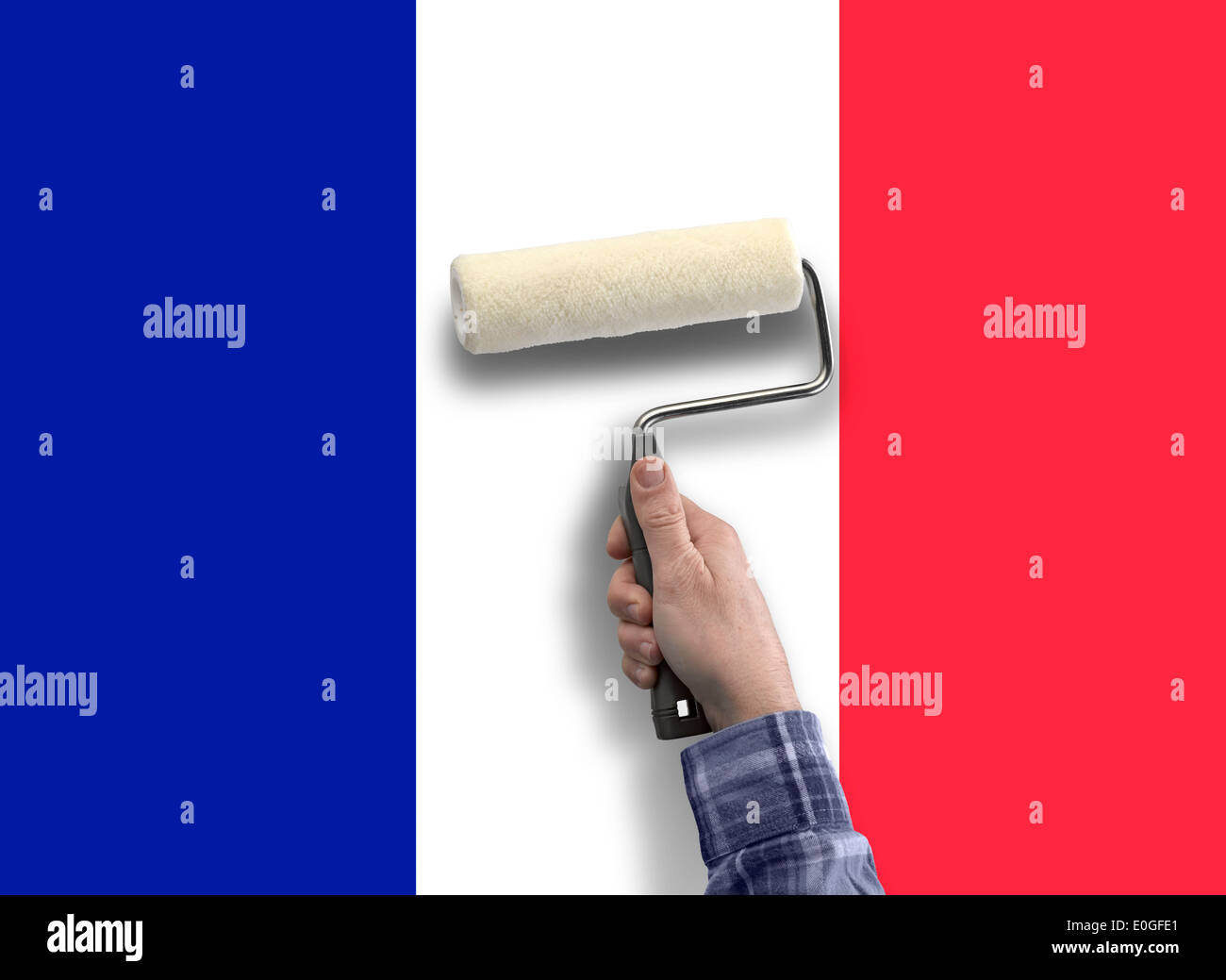 human hand with roller paint the flag from French Stock Photo - Alamy