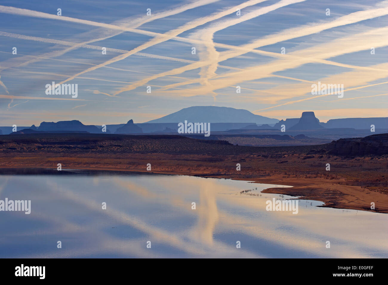 Lake Powell, Wahweap Bay, Navajo Mountain and Tower Butte in the ...