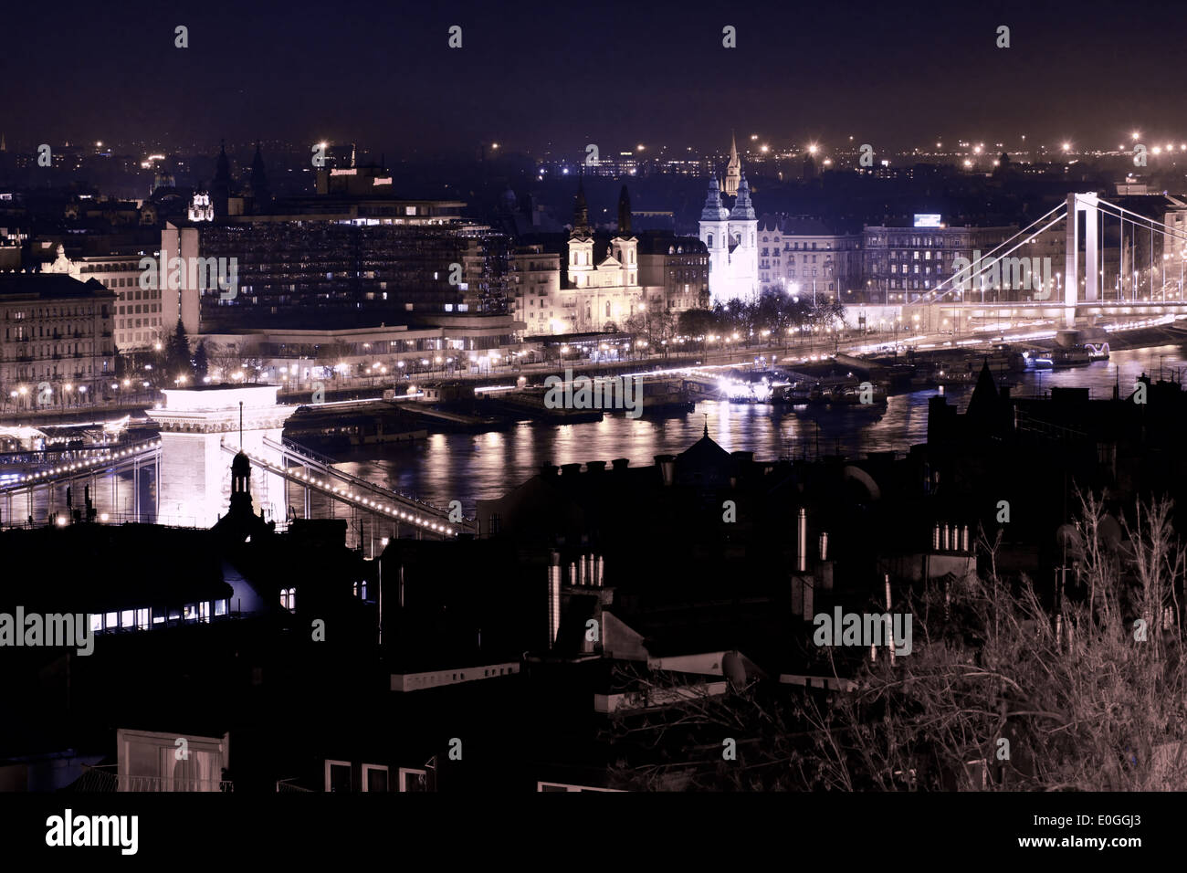 Budapest Hungary by Night Downtown Stock Photo - Alamy