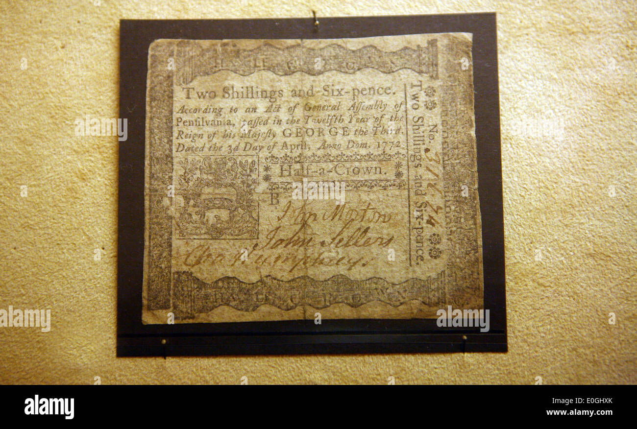 Old paper money A note representing half a crown - 1772 from the reign ...