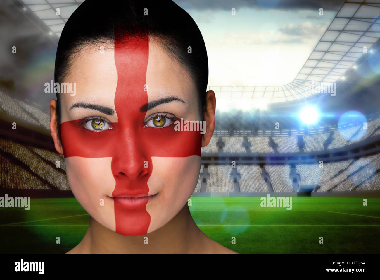 Beautiful england fan in face paint Stock Photo - Alamy