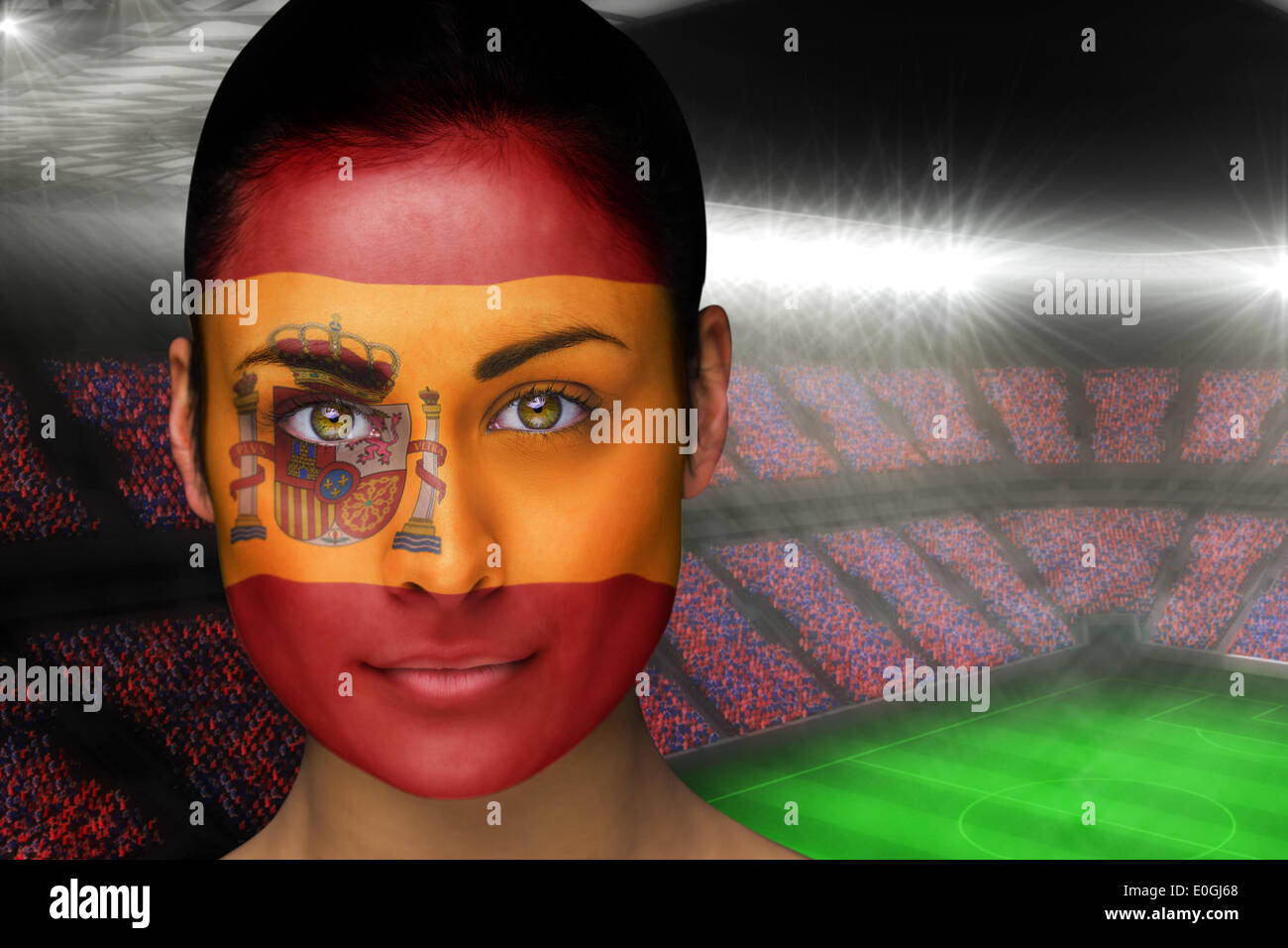 Beautiful spain fan in face paint Stock Photo - Alamy