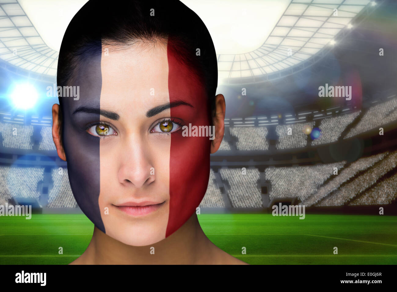 Beautiful france fan in face paint Stock Photo - Alamy