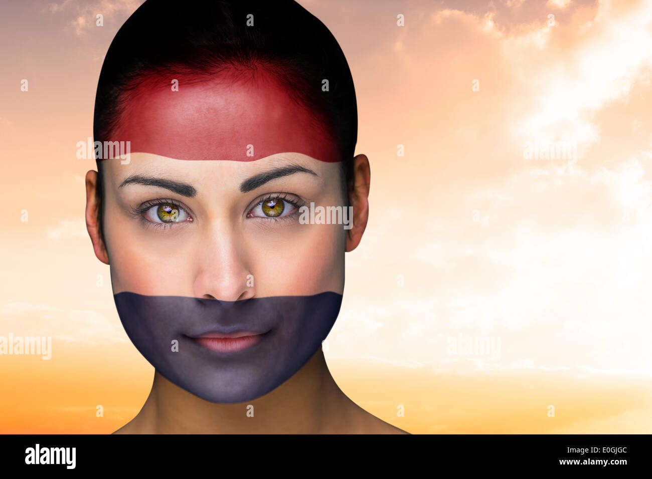 Beautiful brunette in netherlands facepaint Stock Photo - Alamy