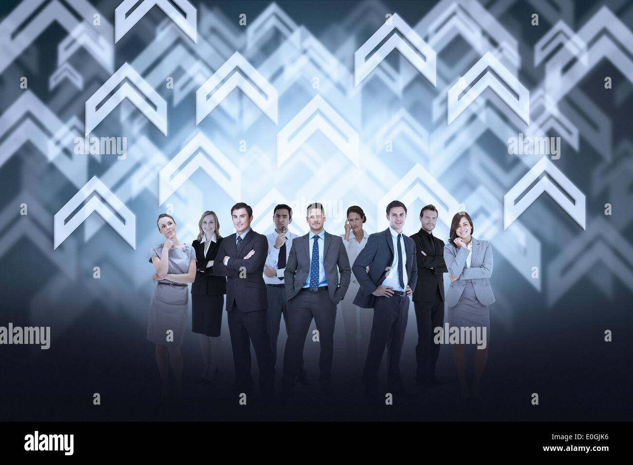 Group of business partners looking at camera Stock Photo - Alamy