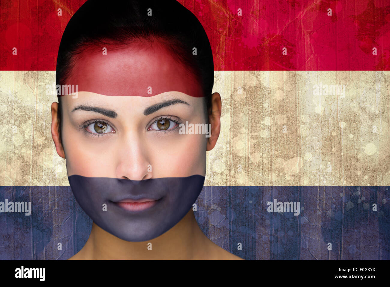 Beautiful football fan in face paint Stock Photo - Alamy