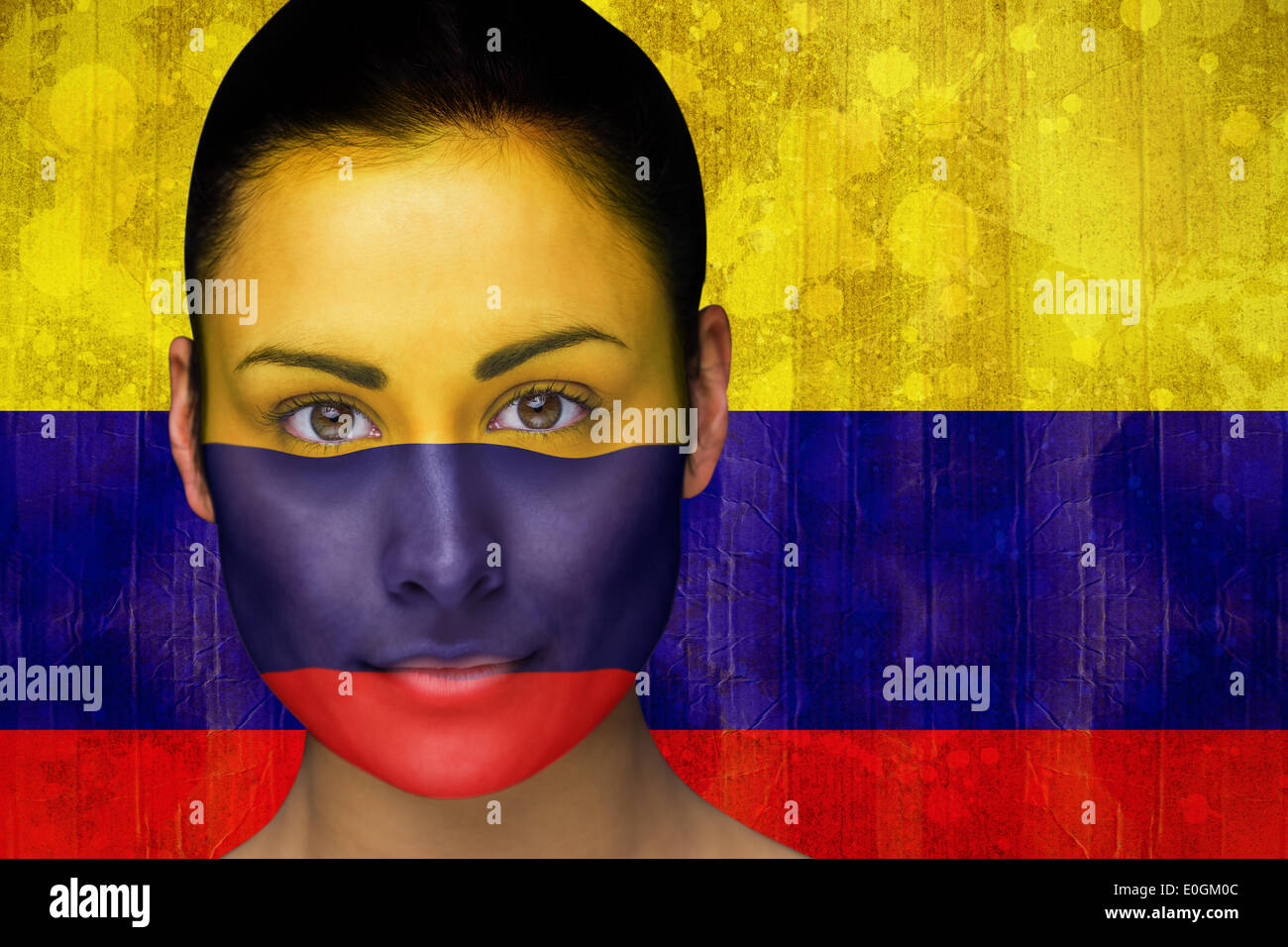 Beautiful football fan in face paint Stock Photo - Alamy