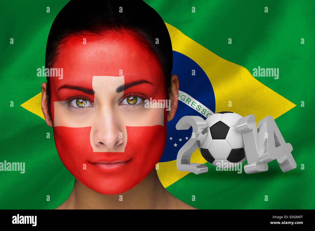 Swiss football fan in face paint Stock Photo - Alamy