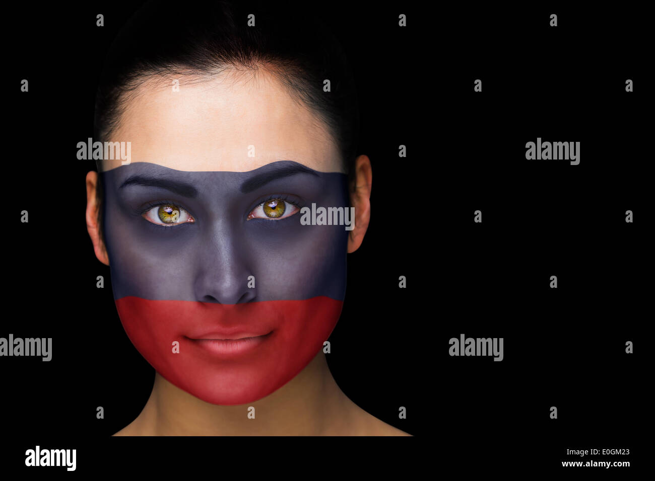 Russia football fan in face paint Stock Photo - Alamy
