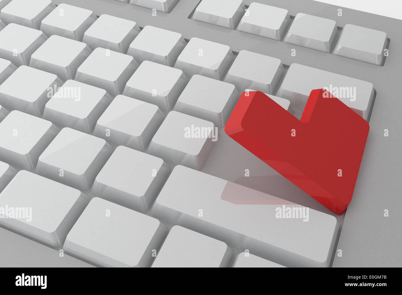 White keyboard with red key Stock Photo - Alamy