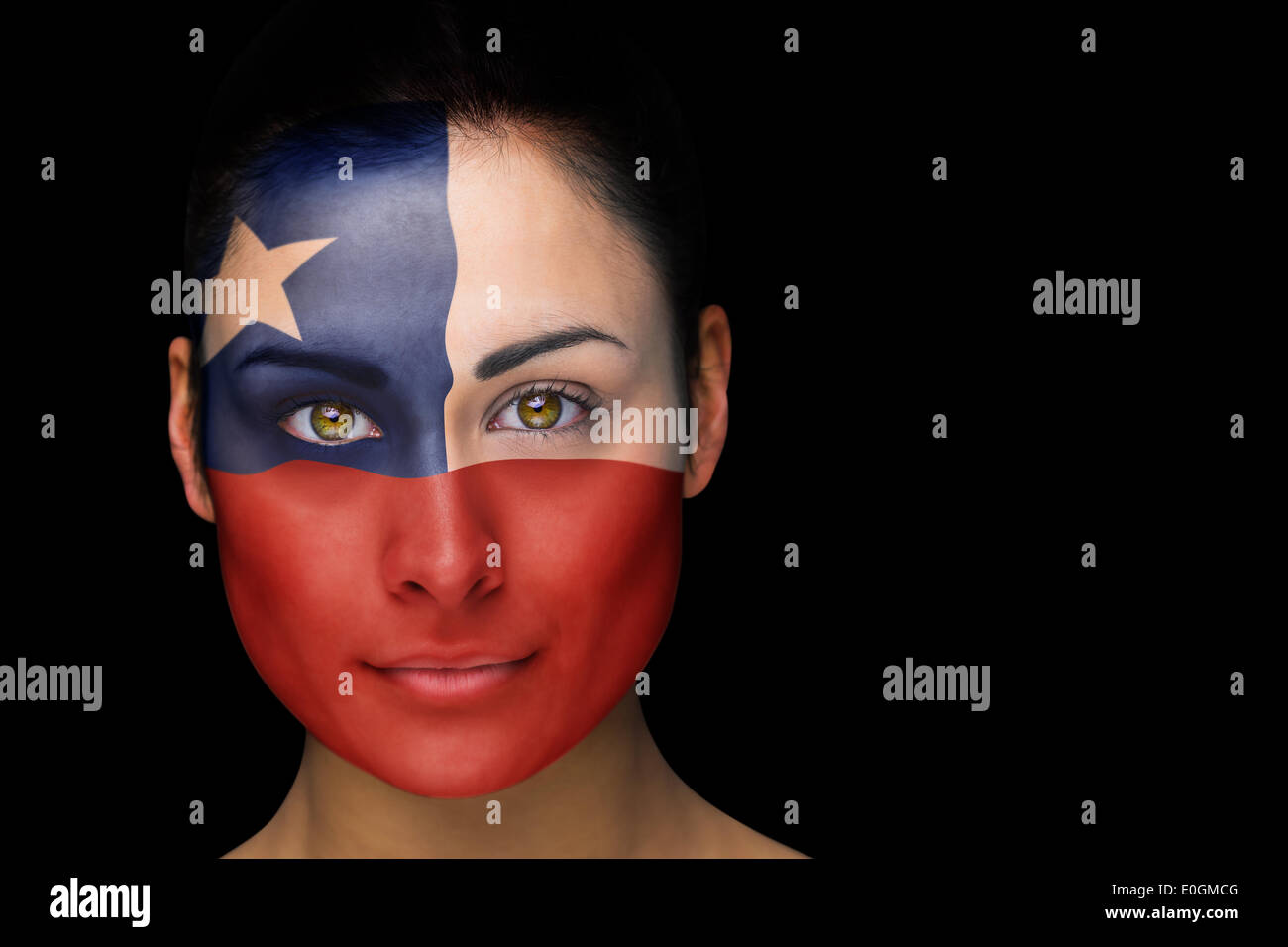Chile football fan in face paint Stock Photo - Alamy