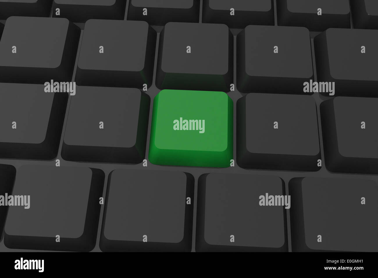Black keyboard with green key Stock Photo - Alamy