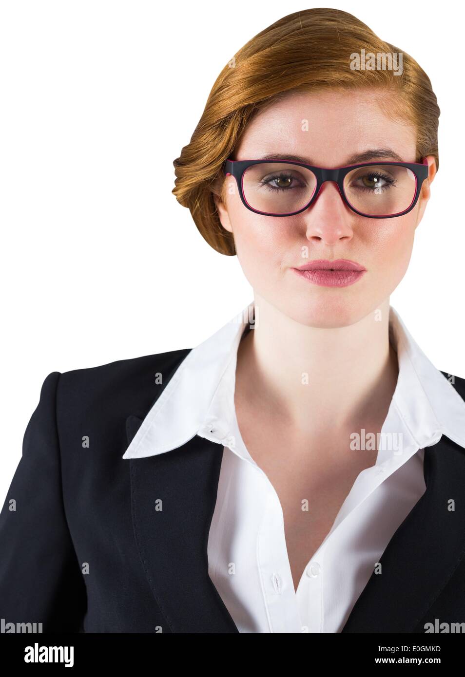 Redhead businesswoman wearing glasses portrait Stock Photo - Alamy