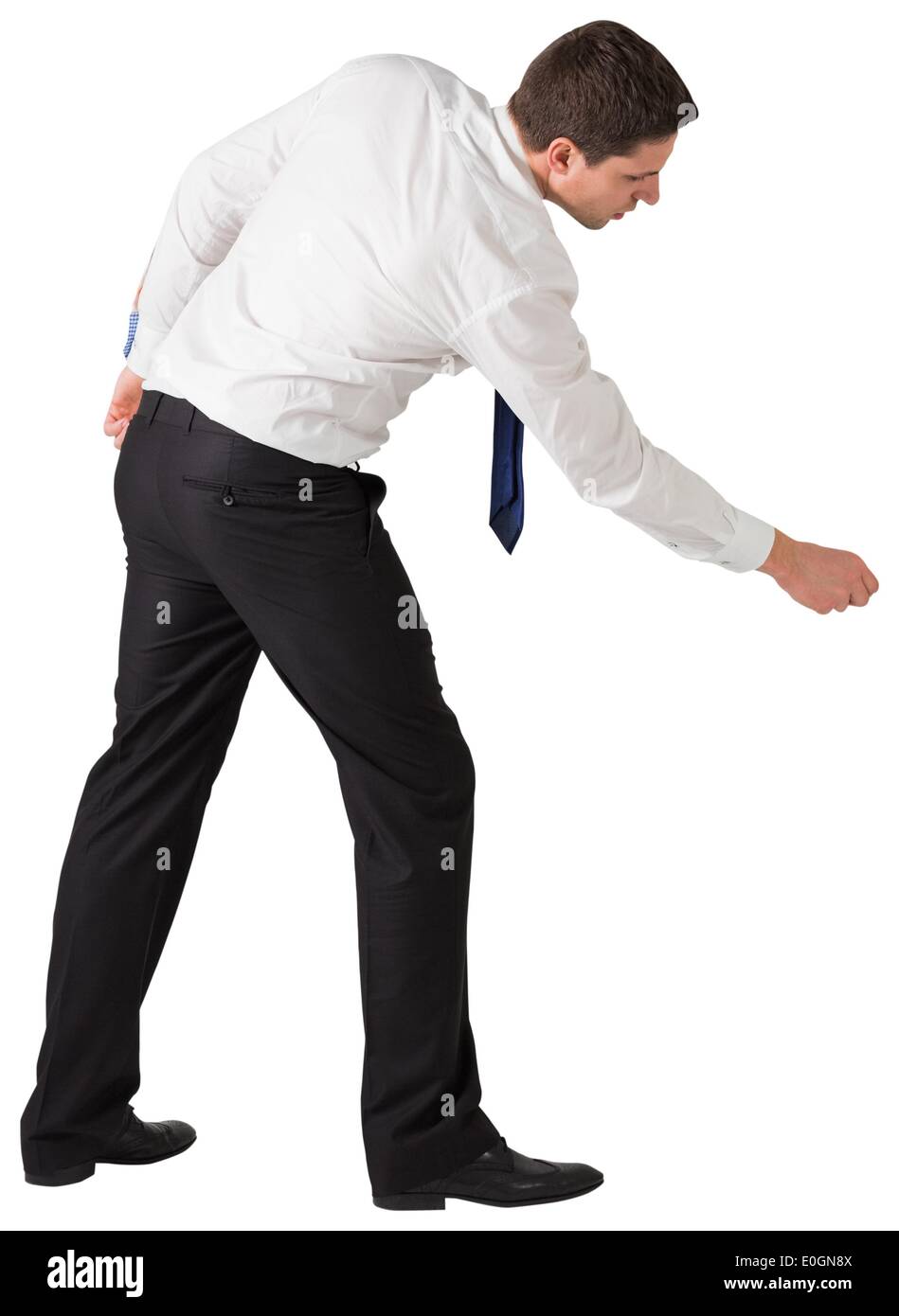 Handsome businessman pulling with hand Stock Photo - Alamy