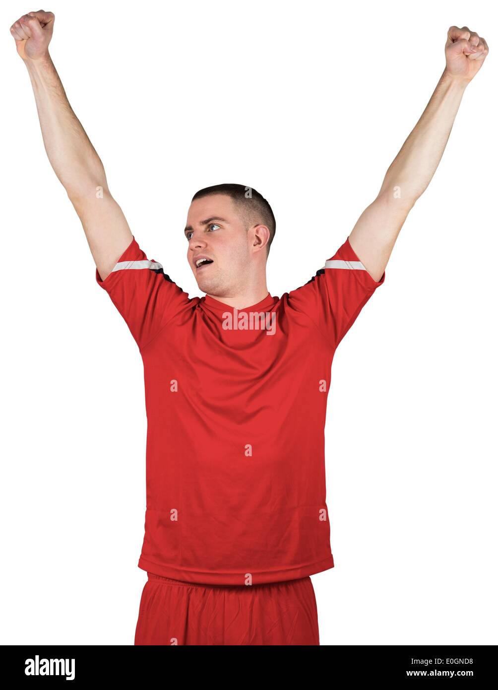 Excited football player cheering Stock Photo - Alamy