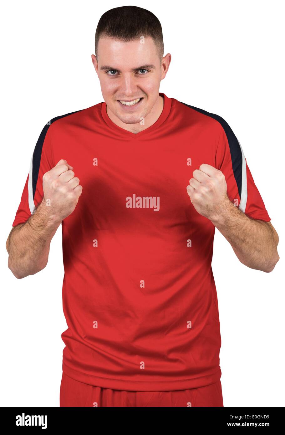 Excited football player cheering Stock Photo - Alamy