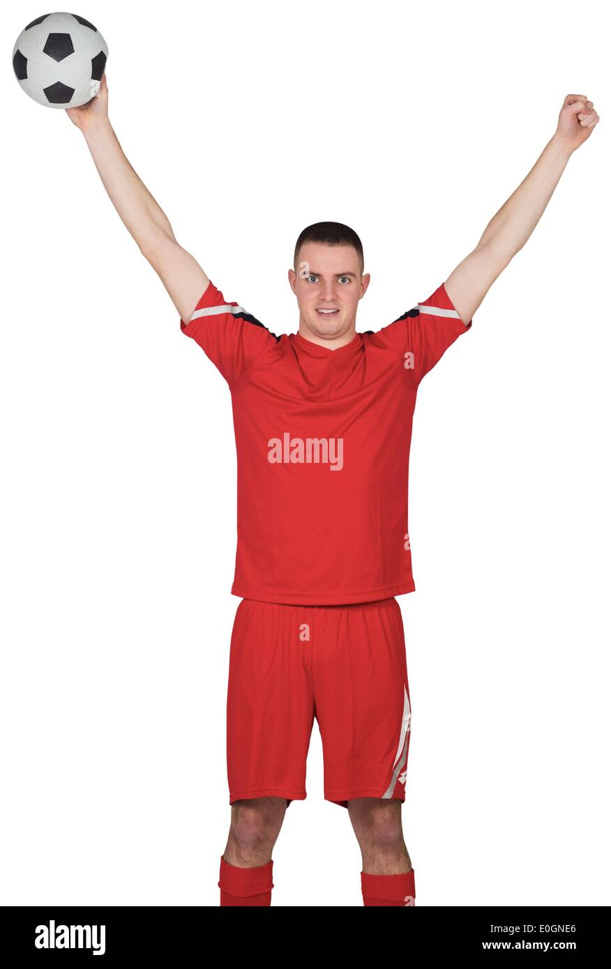 Excited football player cheering Stock Photo - Alamy