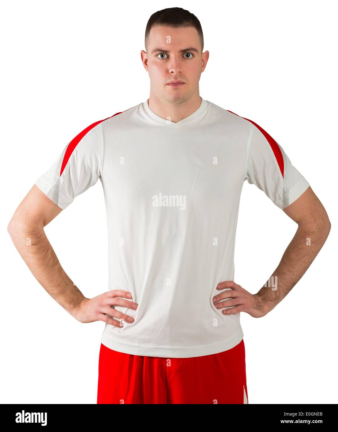 Handsome football player looking at camera Stock Photo - Alamy