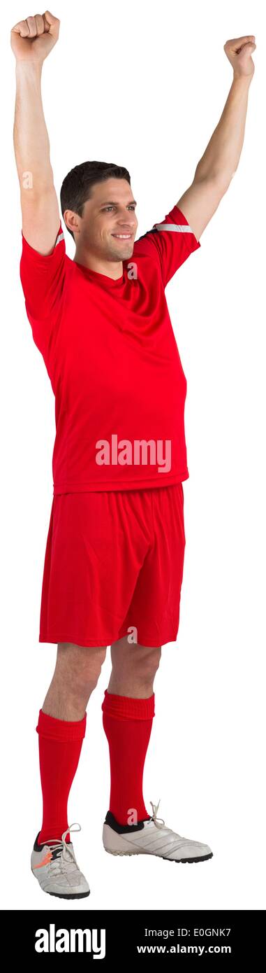 Excited football player cheering Stock Photo - Alamy