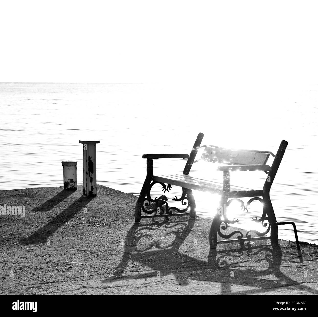 Harbor bench Black and White Stock Photos & Images - Alamy