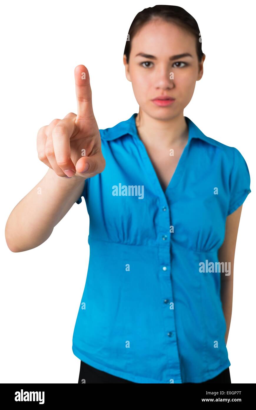 Serious businesswoman pointing Stock Photo - Alamy