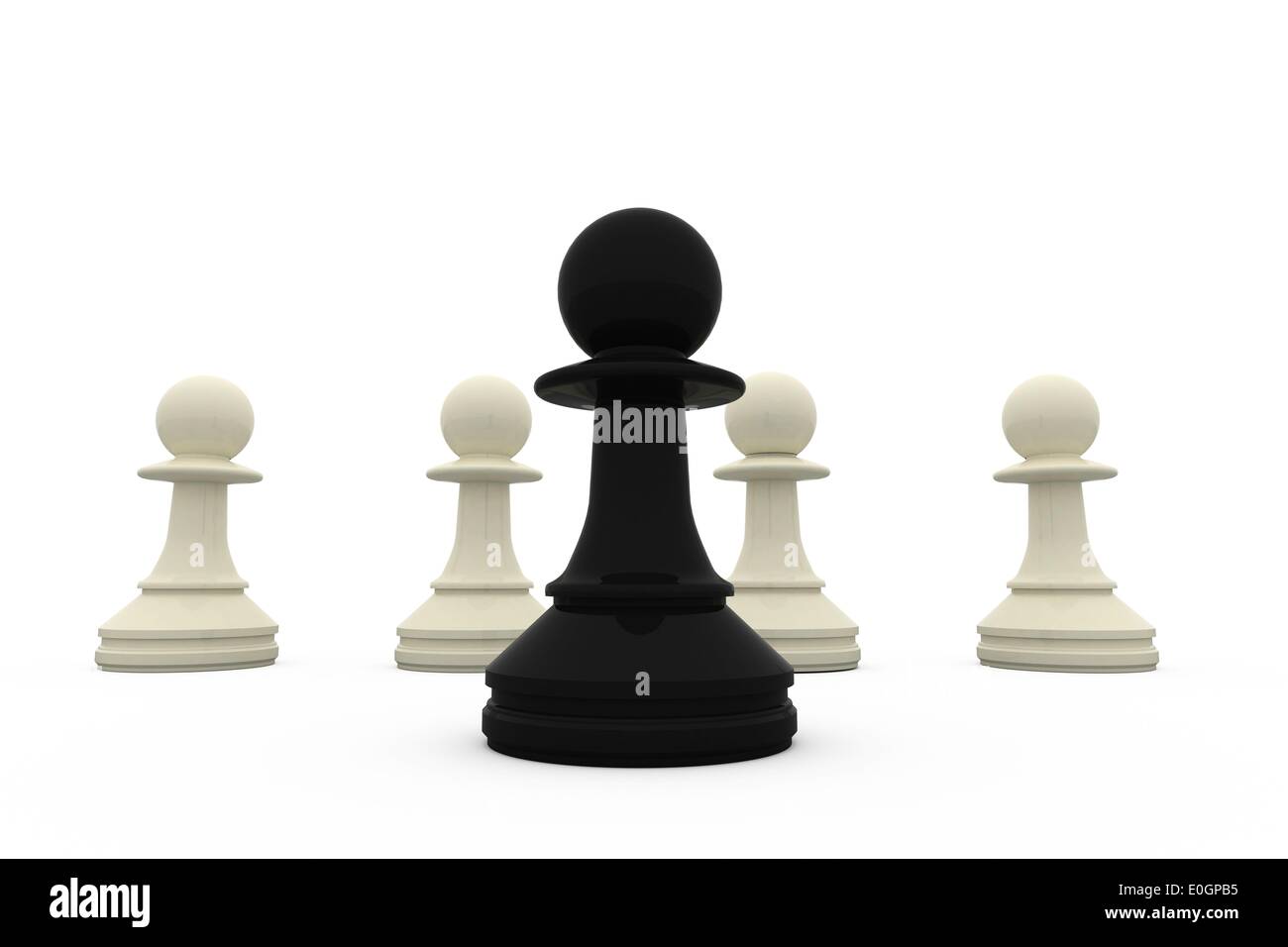 Black pawn standing in front of white pawns Stock Photo - Alamy