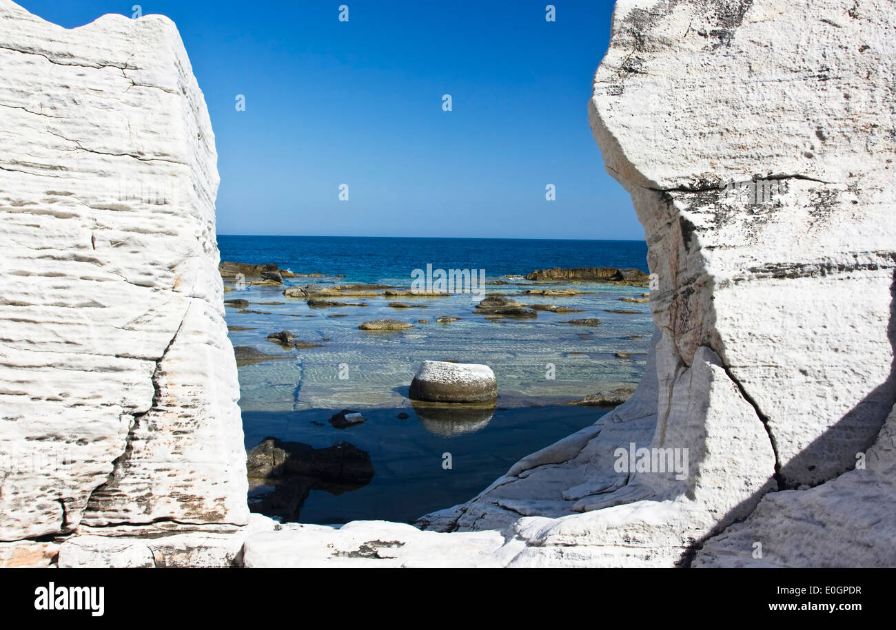 Blocks of marble in the sea on Aliki, Thassos island, Greece Stock ...