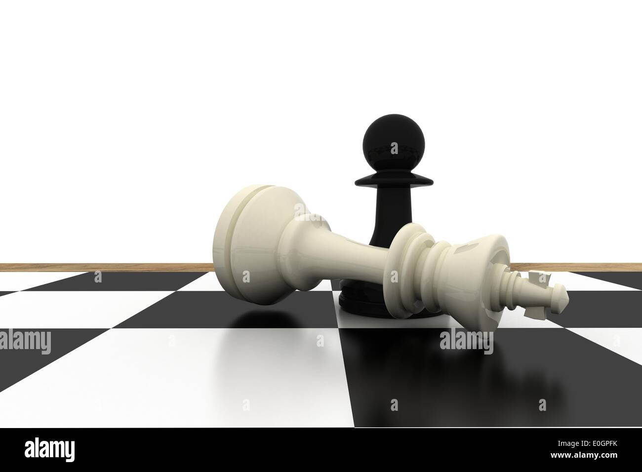 Black pawn standing over fallen white king Stock Photo - Alamy