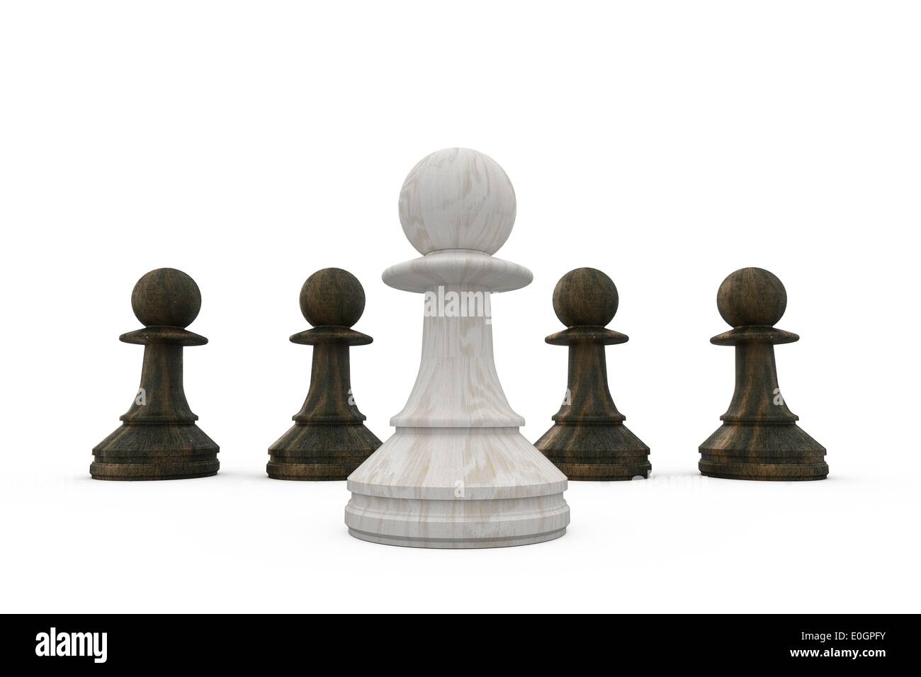 White pawn standing in front of black pawns Stock Photo - Alamy